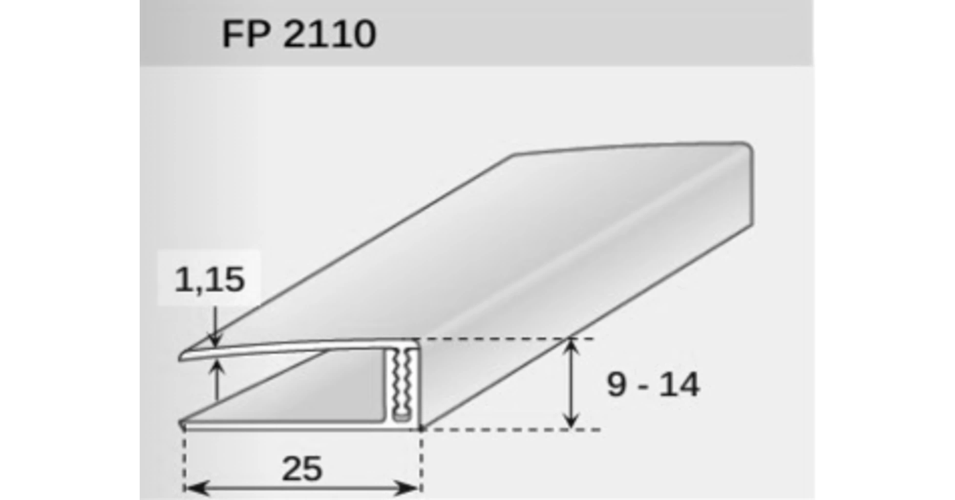 U-profil Állítható szegélyprofil - fehér beltéri falburkoló